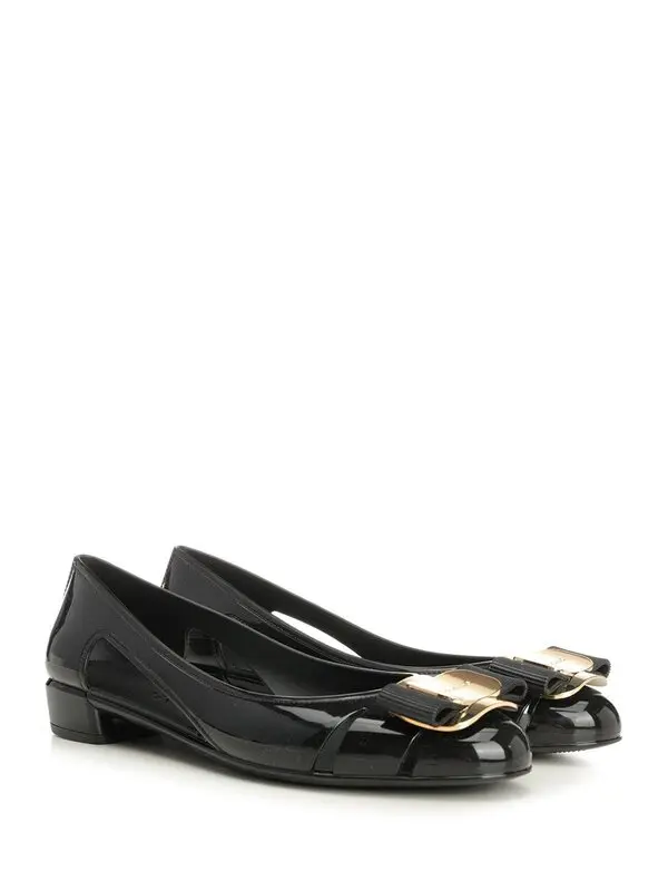 FERRAGAMO Vara Bow Jelly Ballerinas With Side Cut-outs - Black