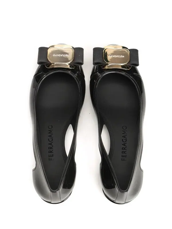 FERRAGAMO Vara Bow Jelly Ballerinas With Side Cut-outs - Black