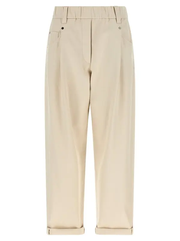Brunello Cucinelli Baggy Pull-on Pants - Cream