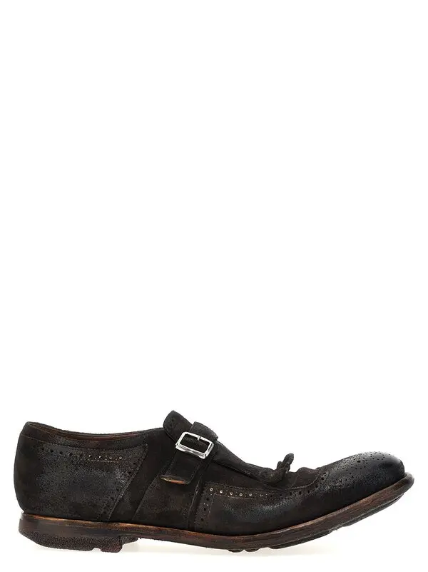 Church's Shanghai Vintage Effect Suede Loafers With Fringes And Buckle - Brown