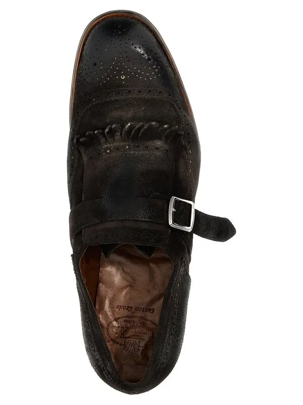 Church's Shanghai Vintage Effect Suede Loafers With Fringes And Buckle - Brown