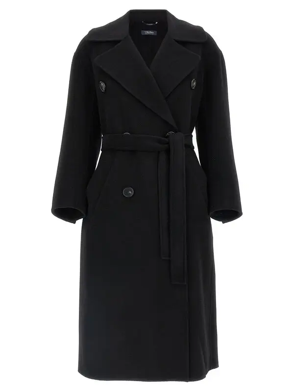Max Mara Dalila Double Breasted Wool Cashmere Coat - Black