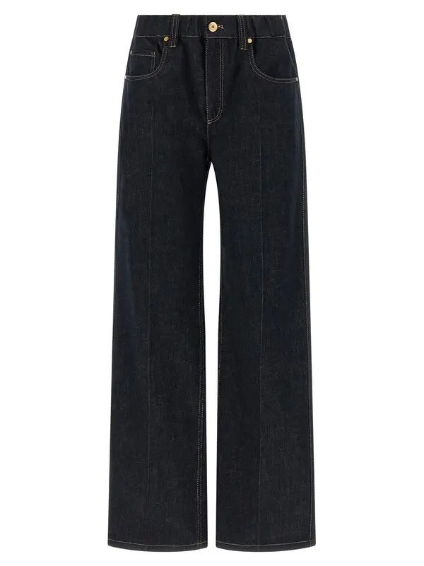 Brunello Cucinelli Contemporary Pull-on Wide Leg Jeans - Blue