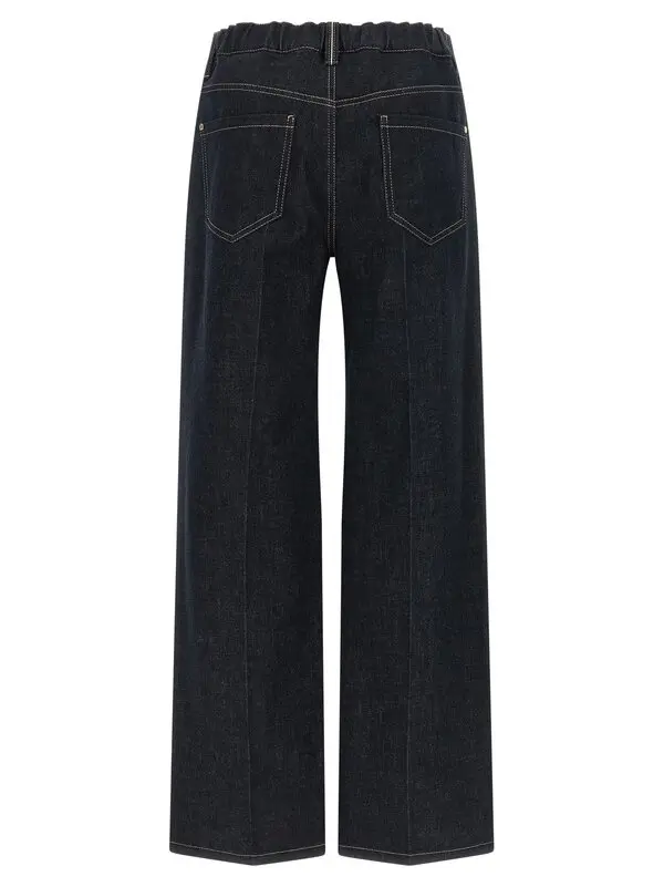 Brunello Cucinelli Contemporary Pull-on Wide Leg Jeans - Blue