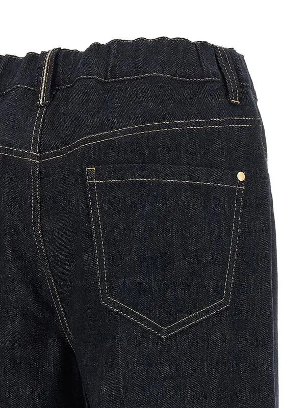 Brunello Cucinelli Contemporary Pull-on Wide Leg Jeans - Blue