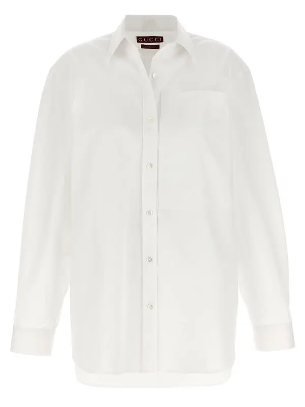 Gucci Embroidered Logo Cotton Poplin Shirt