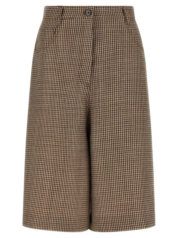Brunello Cucinelli Prince Of Wales Lamé Bermuda Shorts - Brown