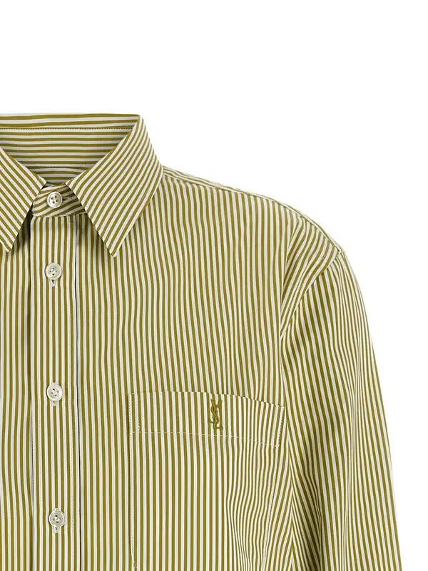 Saint Laurent Cassandre Striped Cotton Poplin Shirt