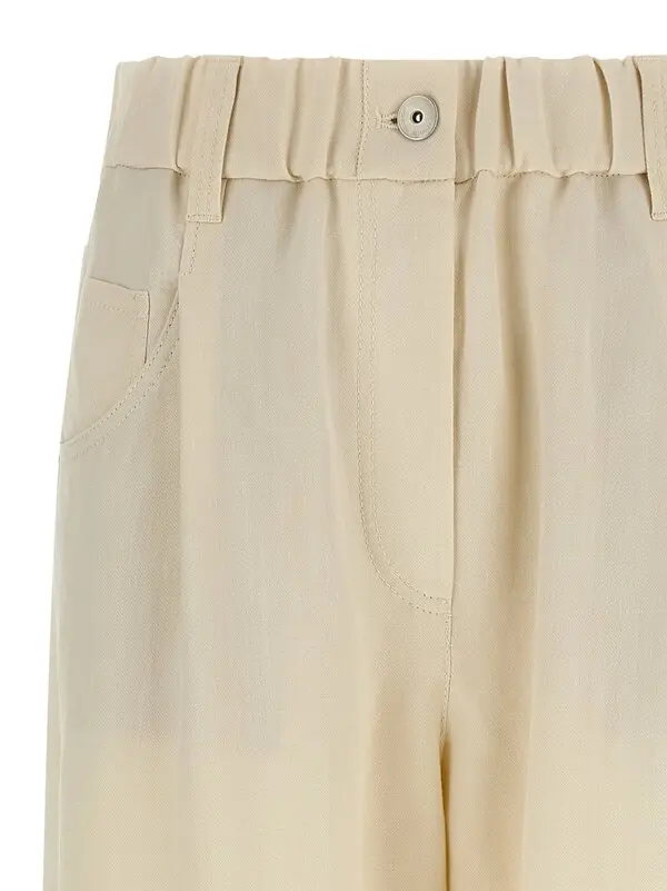 Brunello Cucinelli Five-pocket Linen Blend Trousers - White