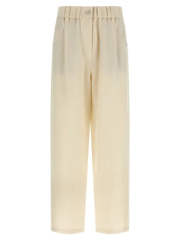Brunello Cucinelli Five-pocket Linen Blend Trousers - White