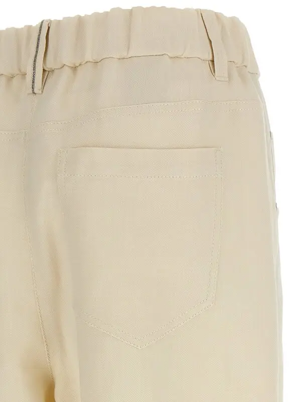 Brunello Cucinelli Five-pocket Linen Blend Trousers - White