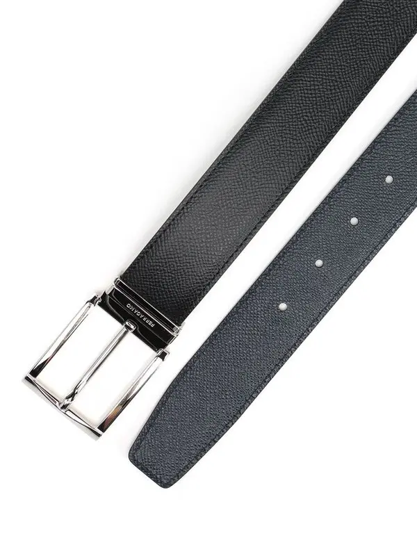 FERRAGAMO Reversible Leather Belt With Palladium Buckle - Black