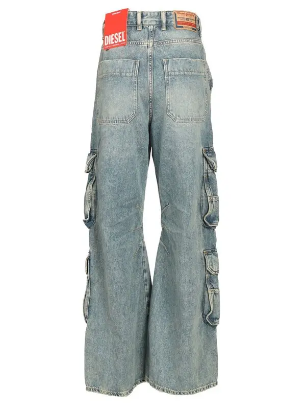 DIESEL® Relaxed Low Waist Wide Leg Cargo Jeans - Blue