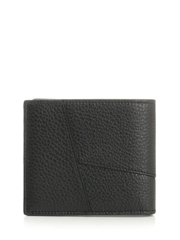 Loewe Puzzle Bifold Wallet In Grained Calfskin - Black