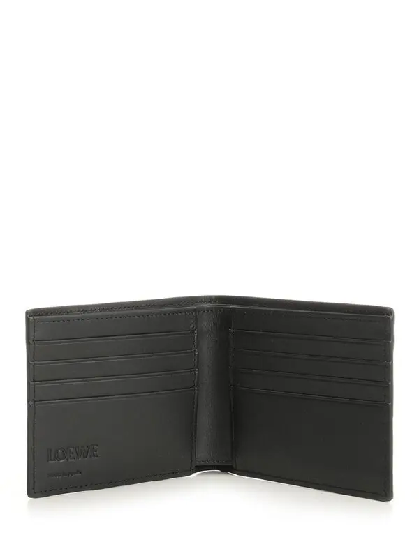 Loewe Puzzle Bifold Wallet In Grained Calfskin - Black