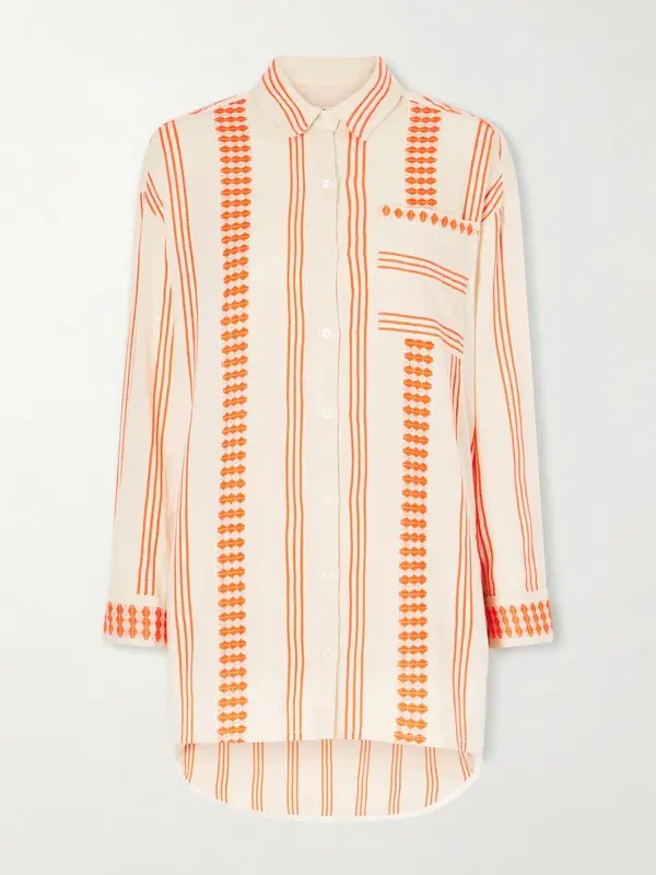 LEMLEM Mariam Asymmetric Striped Cotton-blend Shirt
