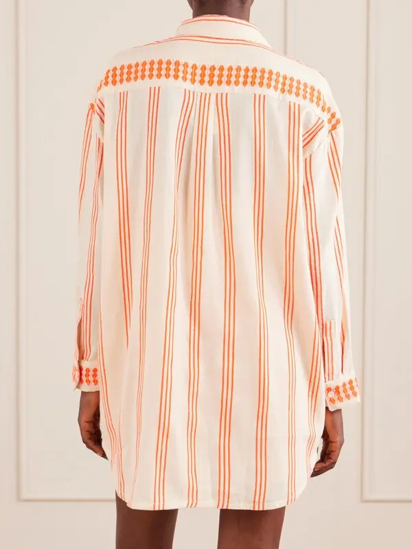 LEMLEM Mariam Asymmetric Striped Cotton-blend Shirt