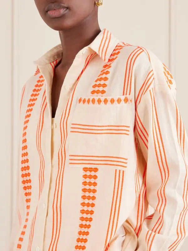 LEMLEM Mariam Asymmetric Striped Cotton-blend Shirt
