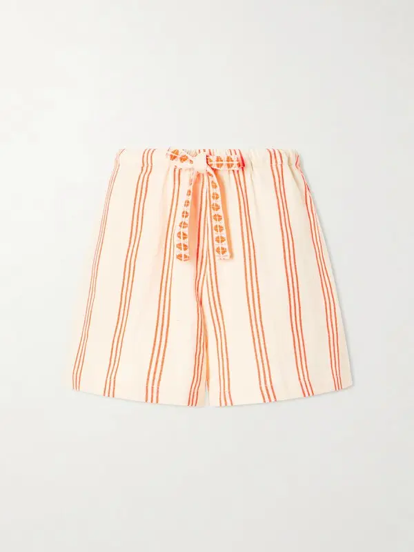 LEMLEM Safia Striped Cotton Shorts - Orange