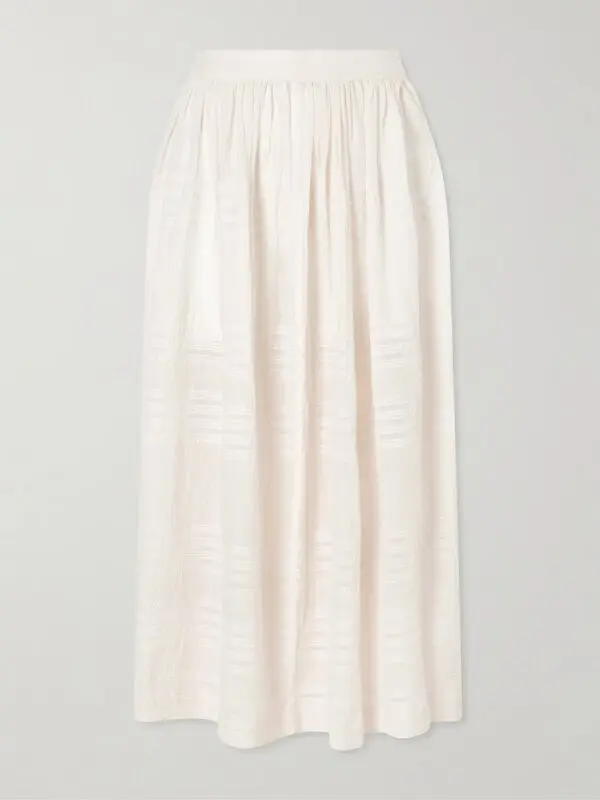 LEMLEM Freye Striped Cotton Midi Skirt