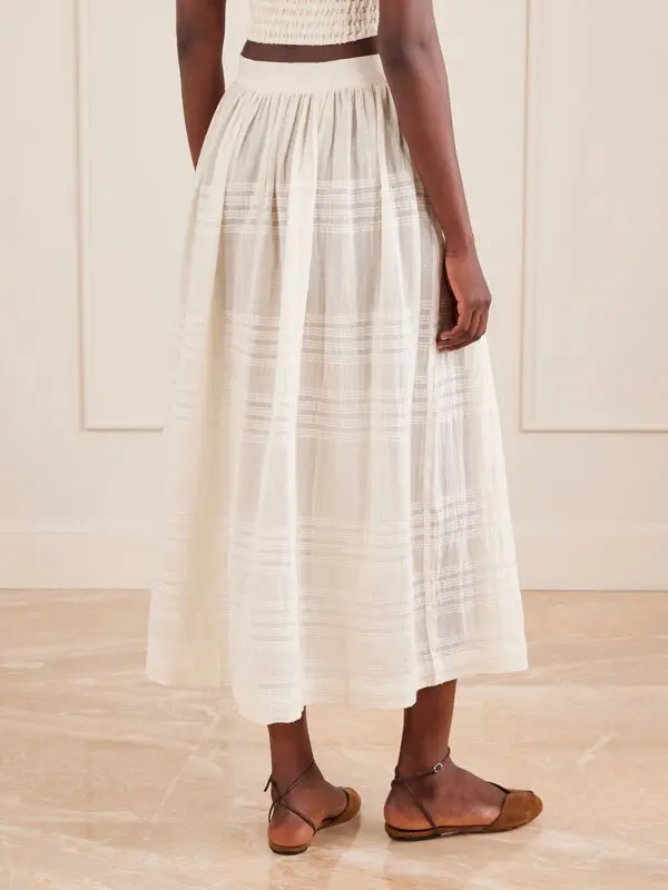 LEMLEM Freye Striped Cotton Midi Skirt