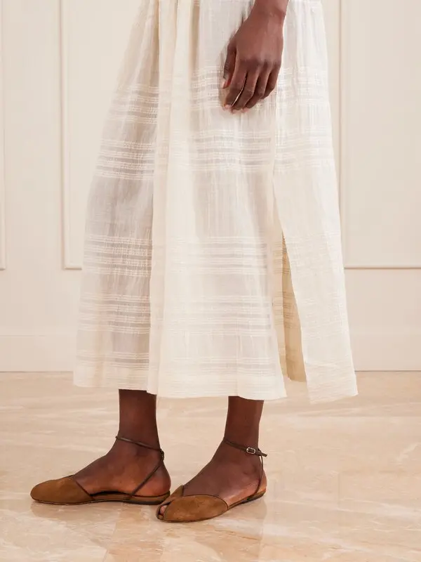 LEMLEM Freye Striped Cotton Midi Skirt