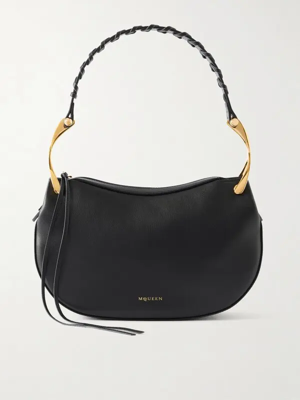 Alexander McQueen Wishbone Braided Leather Shoulder Bag