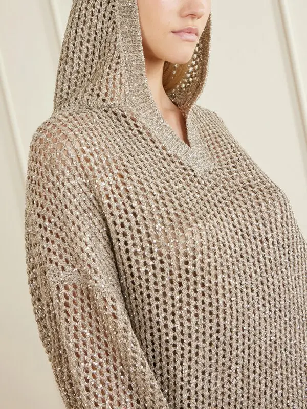 Brunello Cucinelli Sequined Crocheted Cotton Hoodie