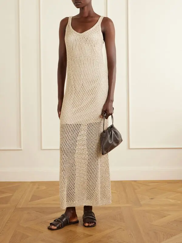 Brunello Cucinelli Embellished Leather Slide Sandals