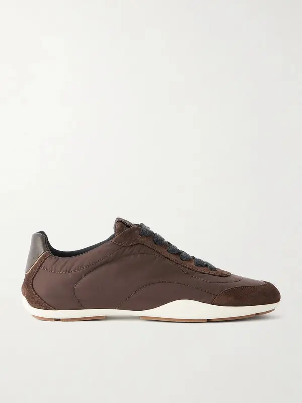 Brunello Cucinelli Quilted Shell And Suede Sneakers