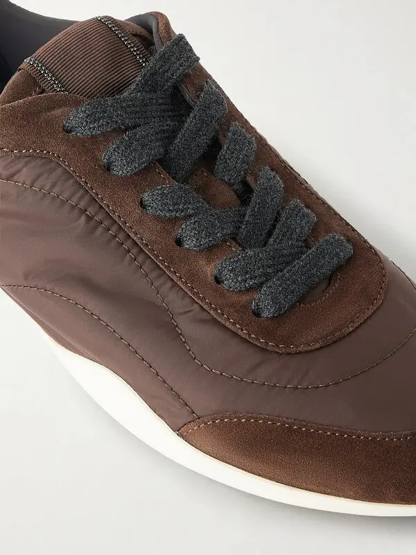 Brunello Cucinelli Quilted Shell And Suede Sneakers