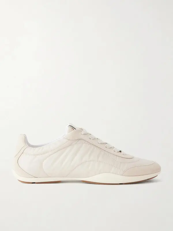Brunello Cucinelli Quilted Shell And Suede Low Top Sneakers