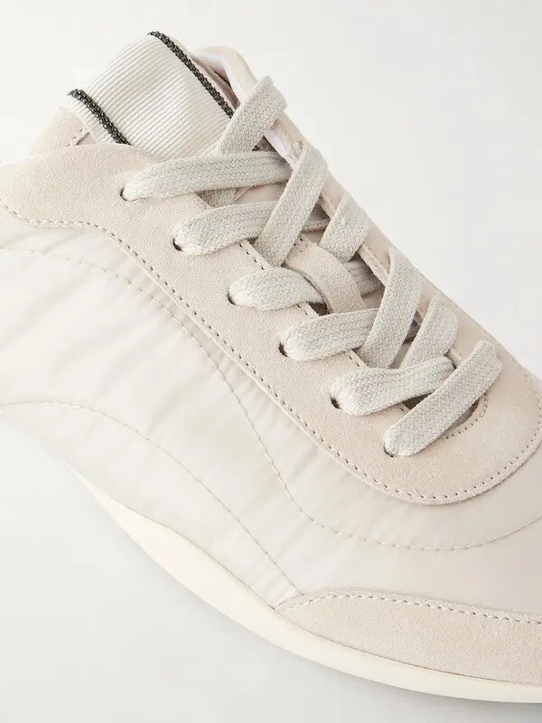 Brunello Cucinelli Quilted Shell And Suede Low Top Sneakers