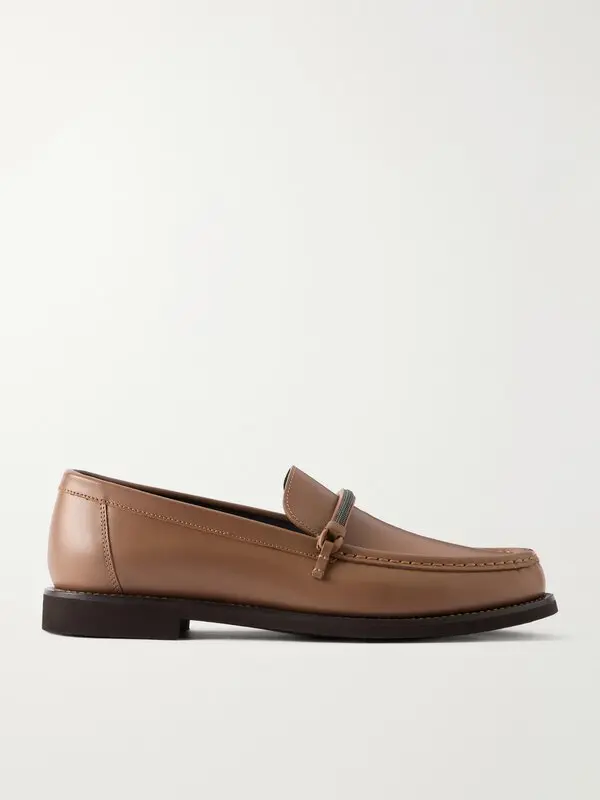 Brunello Cucinelli Leather Loafers With Monili Beads