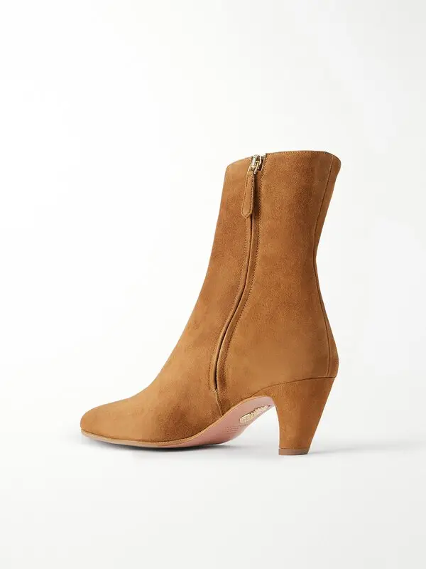 AQUAZZURA Sloan 50 Suede Chelsea Boots - Brown