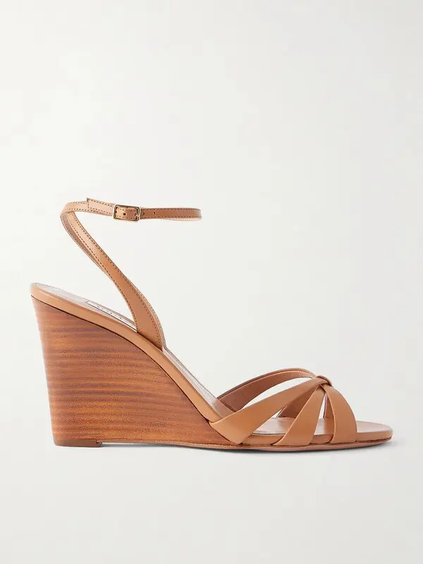 AQUAZZURA Tati 85 Leather Wedge Sandals