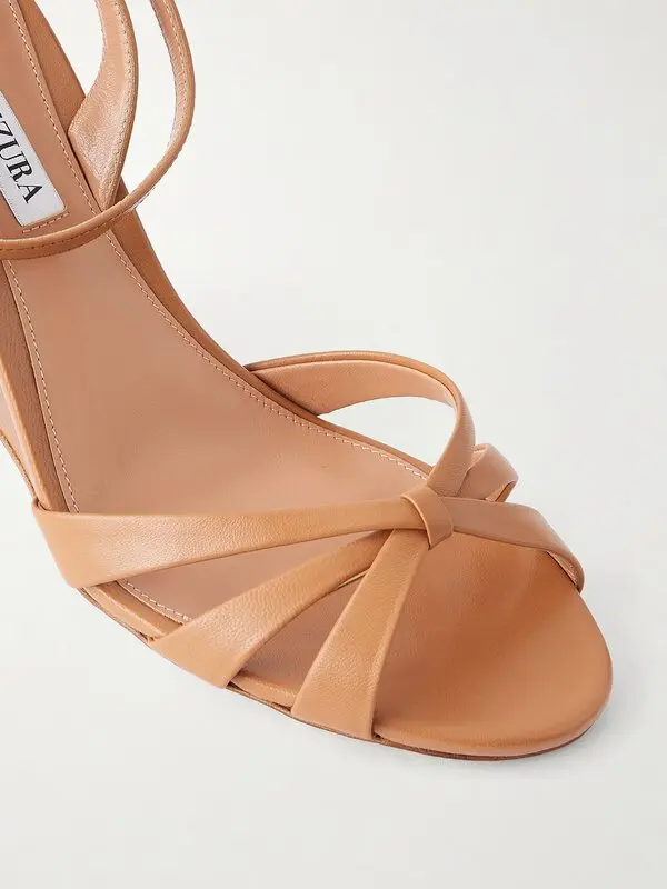 AQUAZZURA Tati 85 Leather Wedge Sandals