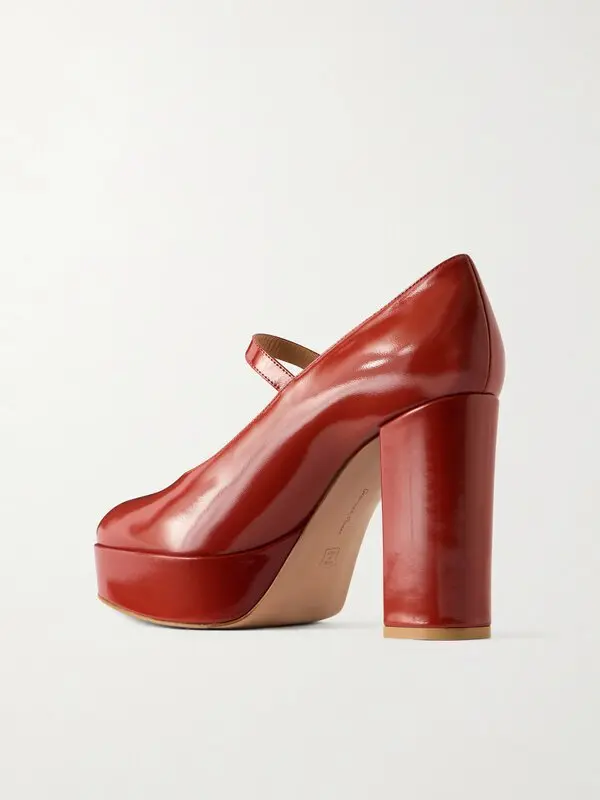 GIANVITO ROSSI 70 Glossy Leather Mary Jane Platform Pumps