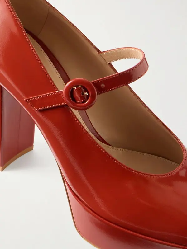 GIANVITO ROSSI 70 Glossy Leather Mary Jane Platform Pumps