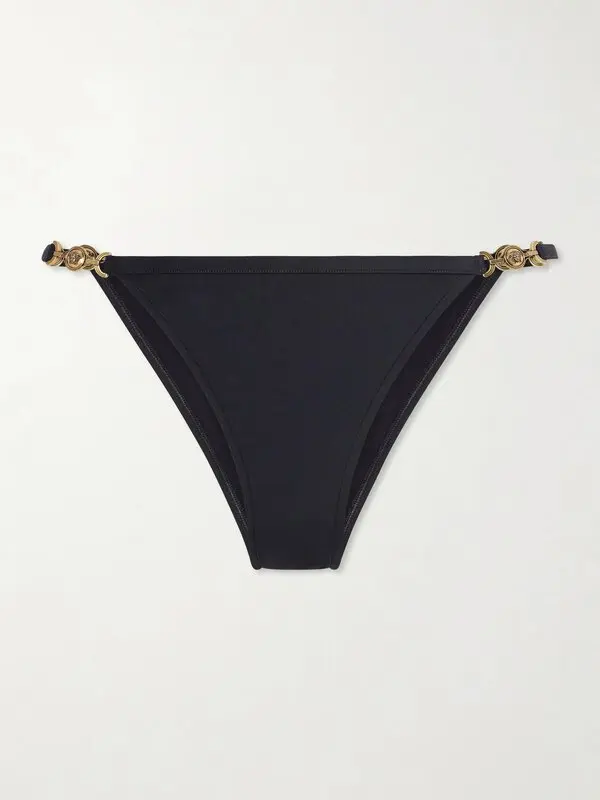Versace Bikini Briefs With Medusa Hardware - Black