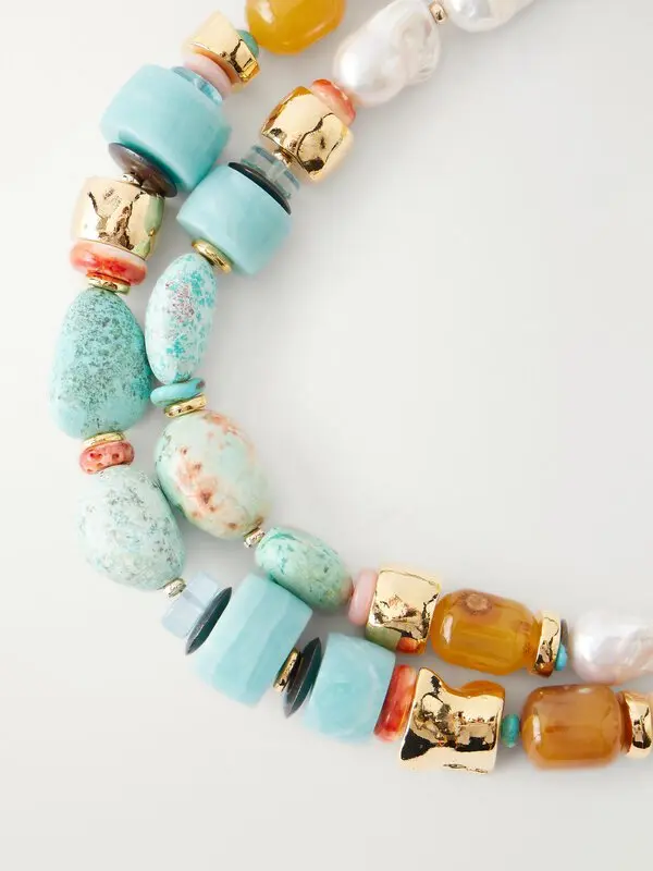 LIZZIE FORTUNATO Gold-tone Beaded Necklace