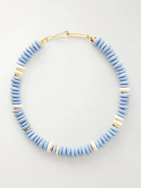 LIZZIE FORTUNATO Gold-plated Beaded Necklace - Blue