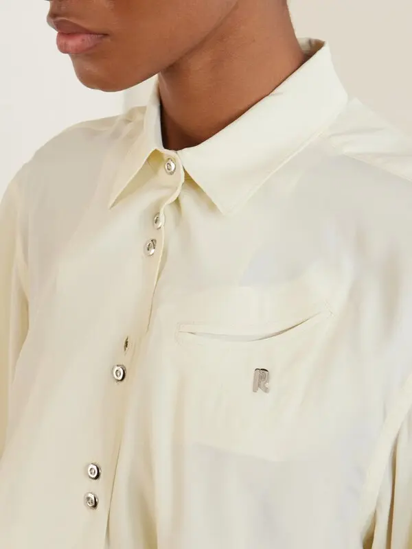 Rabanne Cropped Logo Embellished Knotted Blouse - Yellow