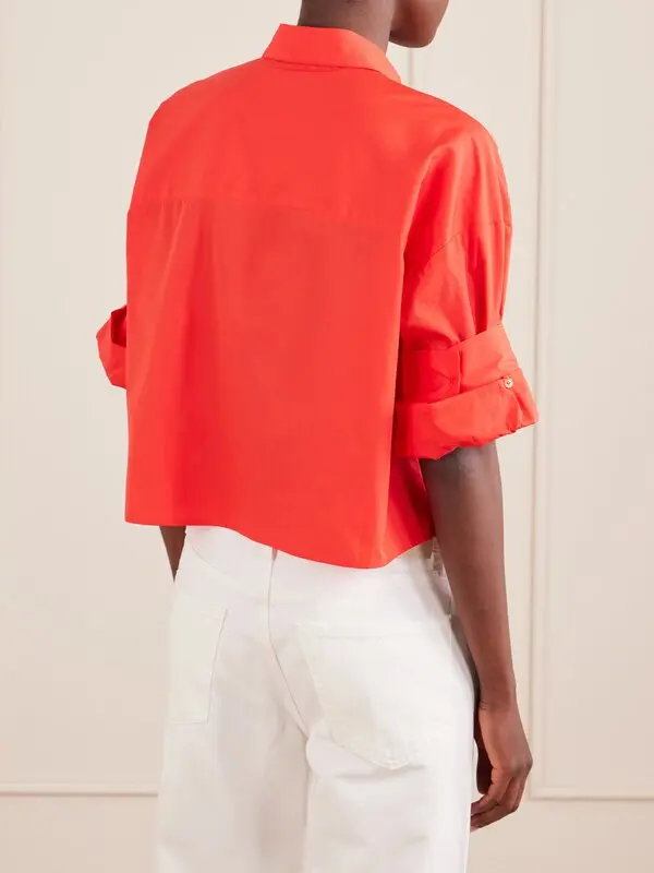 TWP Cropped Cotton Shirt - Red