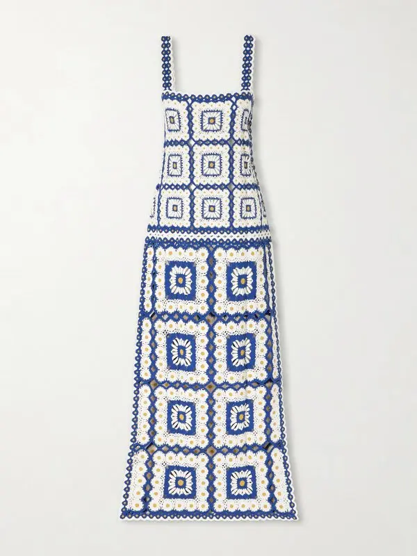 ALEMAIS Dolly Crochet Cotton Maxi Dress - Neutrals