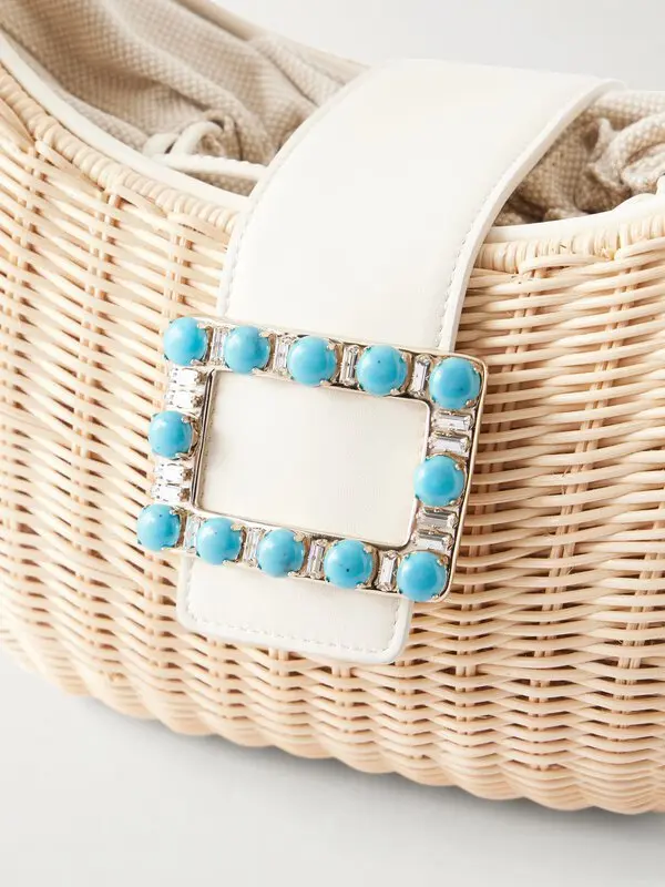 ROGER VIVIER Embellished Raffia Shoulder Bag