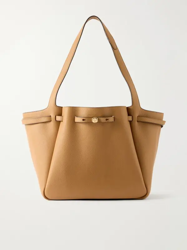 Tory Burch Romy Textured-leather Tote - Brown