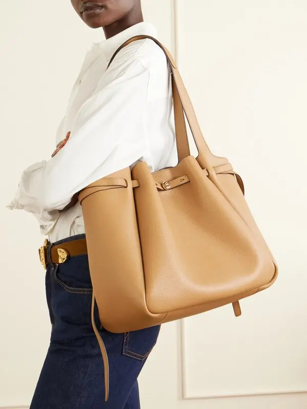 Tory Burch Romy Textured-leather Tote - Brown