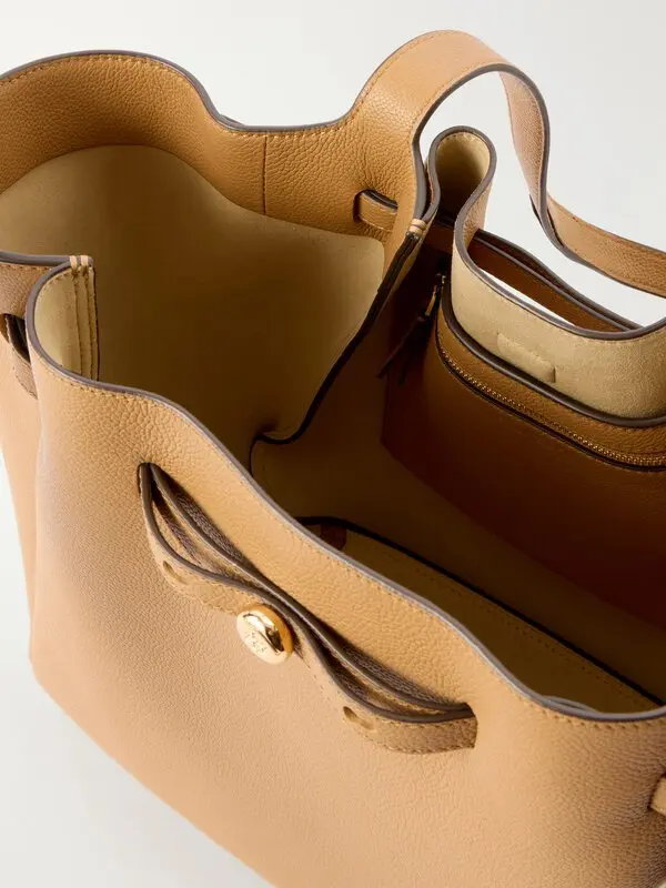 Tory Burch Romy Textured-leather Tote - Brown