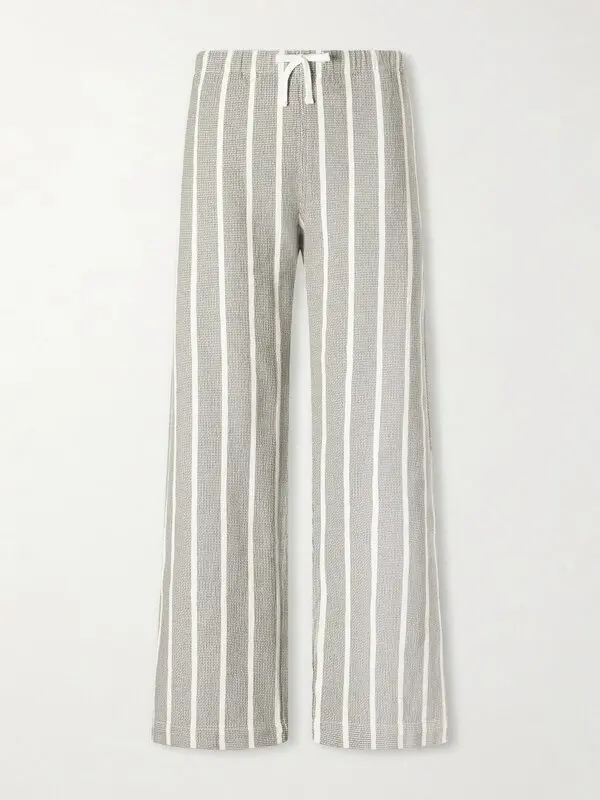 Aimé Leon Dore Striped Cotton Canvas Wide-leg Pants - Gray